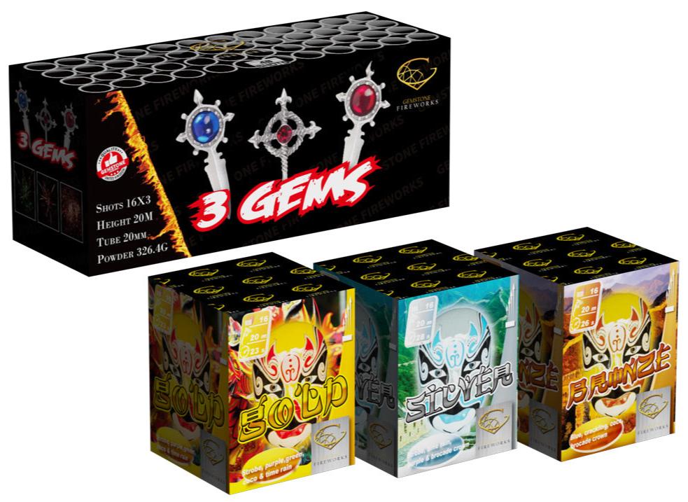 3 GEMS (3 Pack) Barrage Pack – London Fireworks Shop