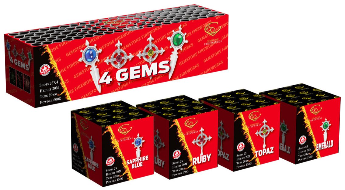 4 GEMS (4 Pack) Barrage Pack – London Fireworks Shop