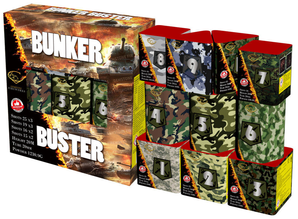 Bunker Buster 9-Pack — 194-Shot Barrage | London Fireworks