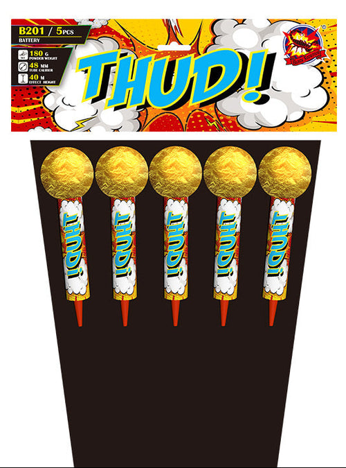 Thud Shell Head Salute Rockets 5-Pack | London Fireworks